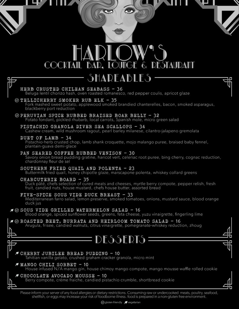 Menu – Harlow's